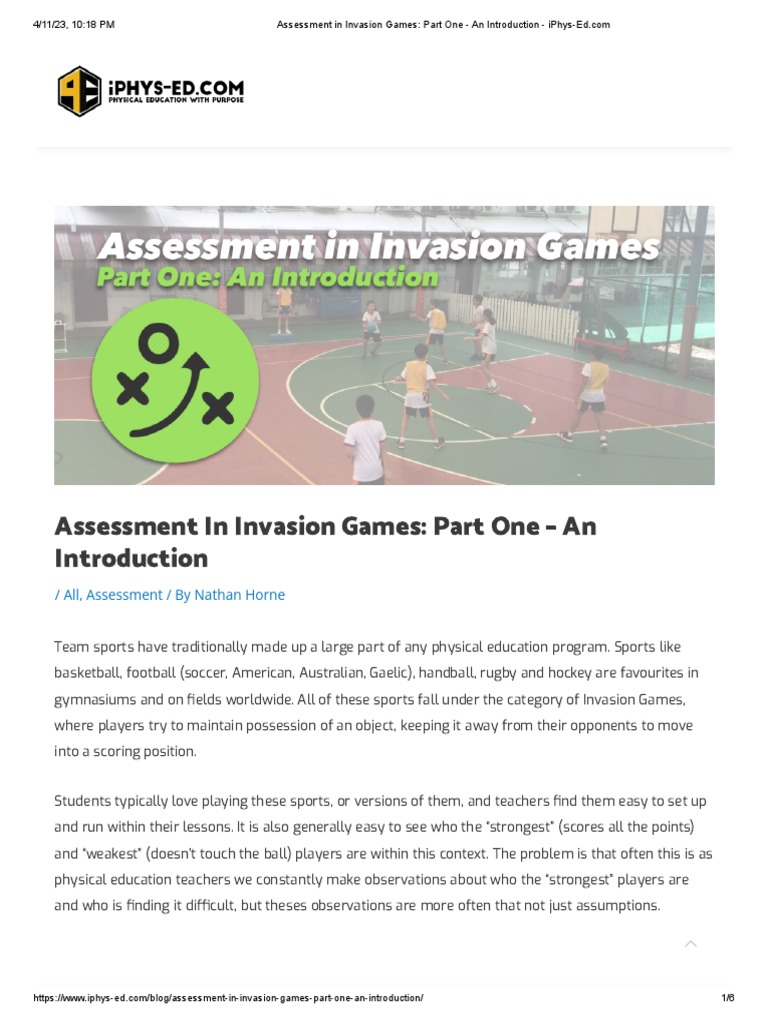 Invasion Games Assessment Intro | PDF | Learning | Physical Education