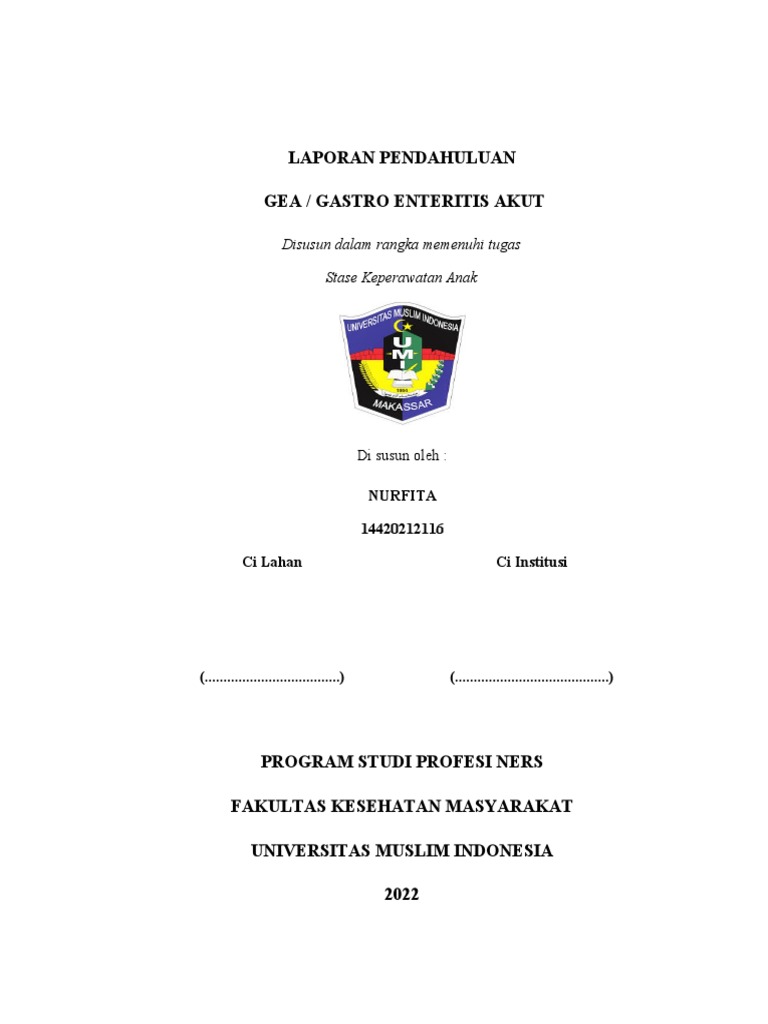 Laporan Pendahuluan GEA Anak | PDF