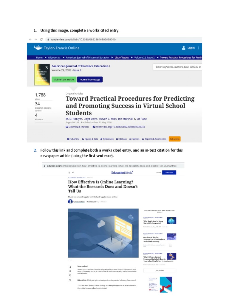 MLA Practice Worksheet | PDF