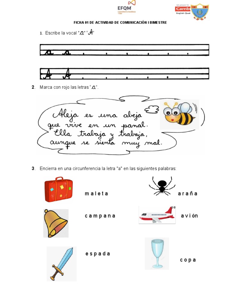 SESION 01 - Vocal A - E LENGUA Y LITERARTURA | PDF