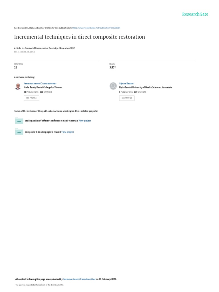 Incremental Techniques in Direct Composite Restoration | Download Free ...