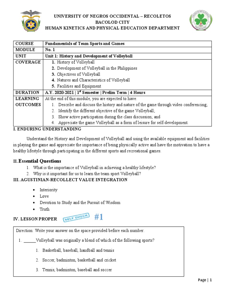 Phedo-4020-Learning-Module (Midterm) | PDF | Volleyball | Sports