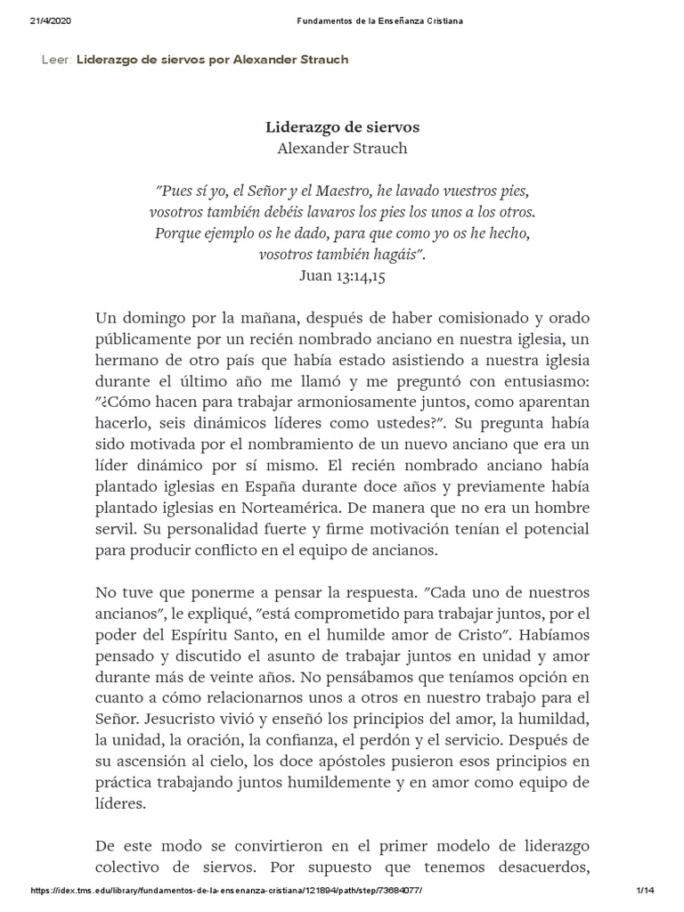 Leer: Liderazgo de Siervos Por Alexander Strauch | PDF