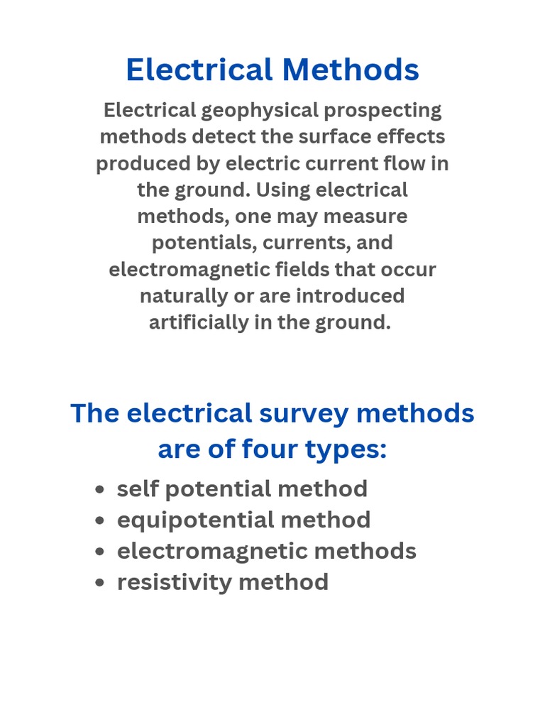 Electrical Methods: The Electrical Survey Methods Are of Four Types | PDF