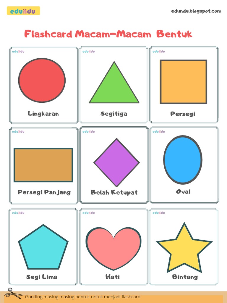 Flashcard Macam-Macam Bentuk: Lingkaran Segitiga Persegi | PDF