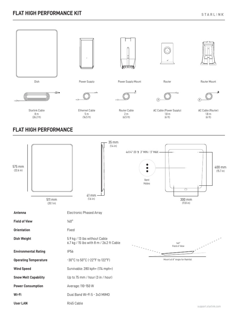 Starlink Product Specifications - FlatHighPerformance | PDF | Wi Fi | Mimo