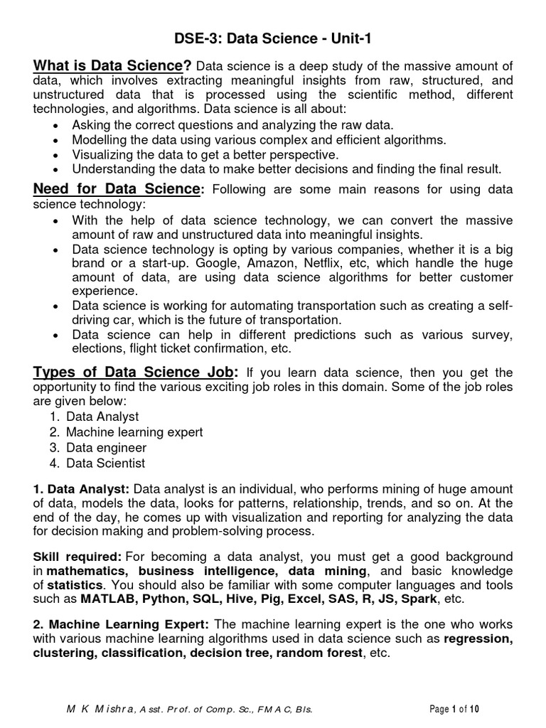 DSE 3 Unit 1 | PDF | Version Control | Data Science