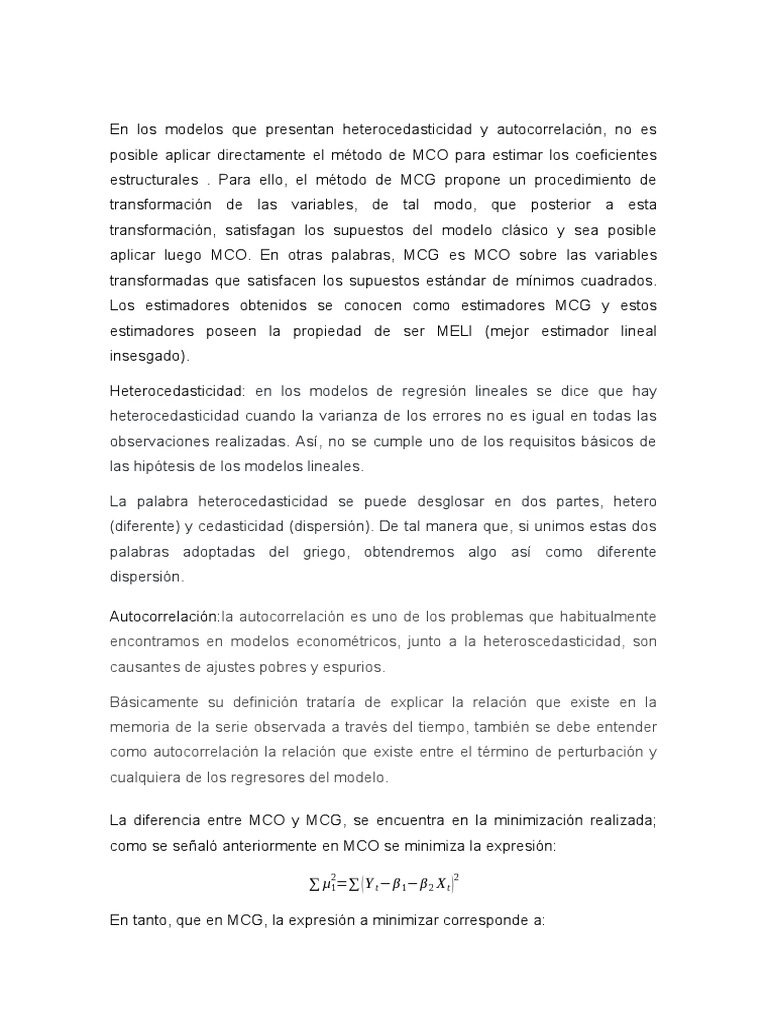 Econometria II | PDF | Mínimos cuadrados ordinarios | Análisis de regresión