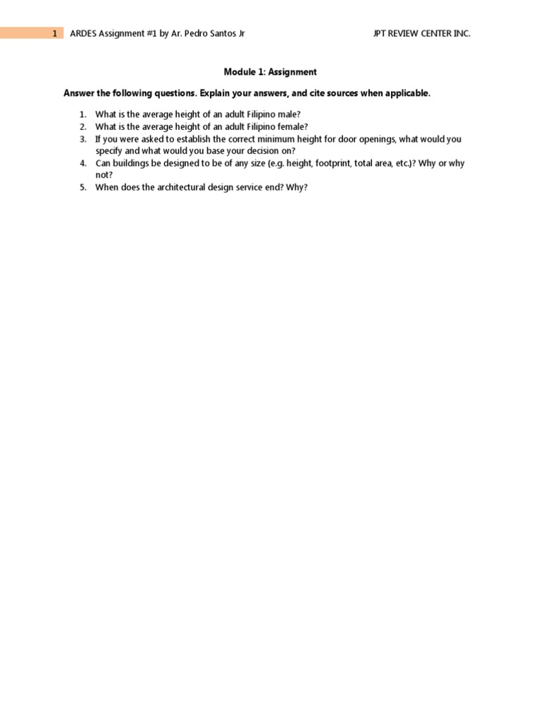 Module 1: Assignment Answer The Following Questions. Explain Your Answers, and Cite Sources When ...