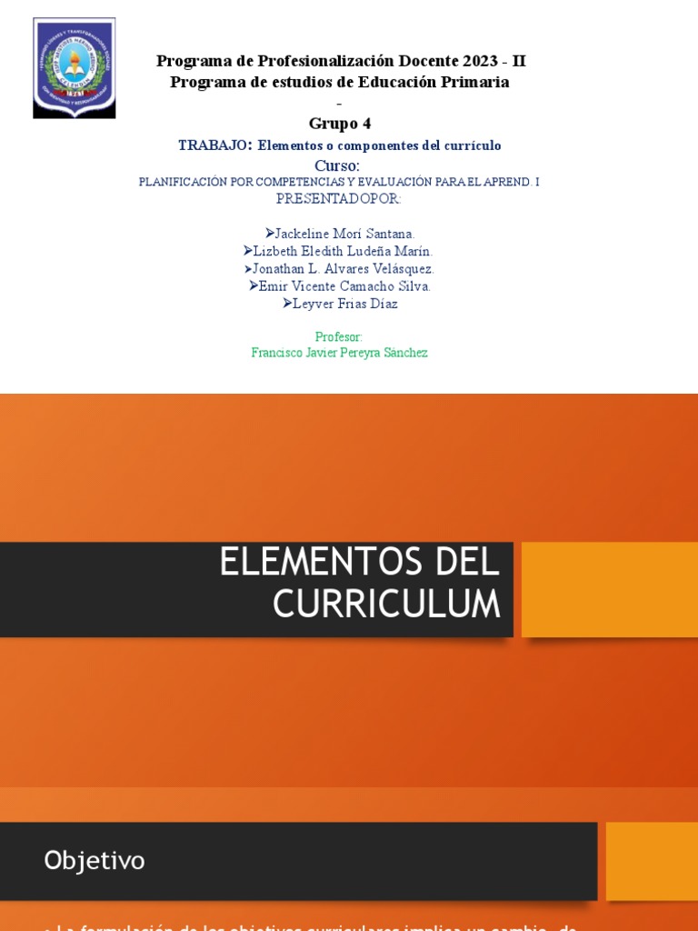 Elementos Del Curriculum | PDF | Plan de estudios | Enseñando