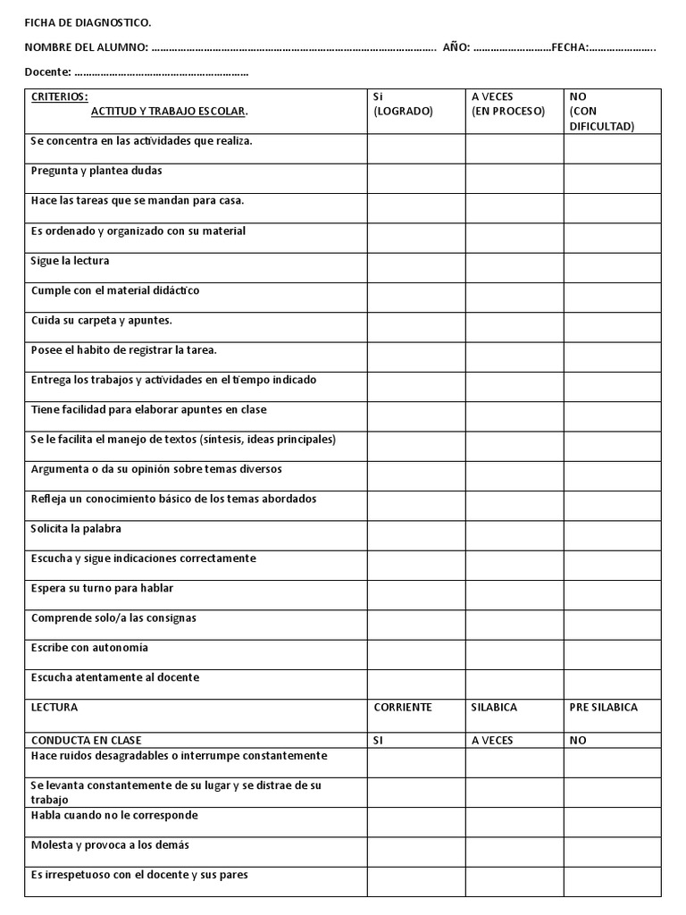 Ficha de Diagnostico | PDF