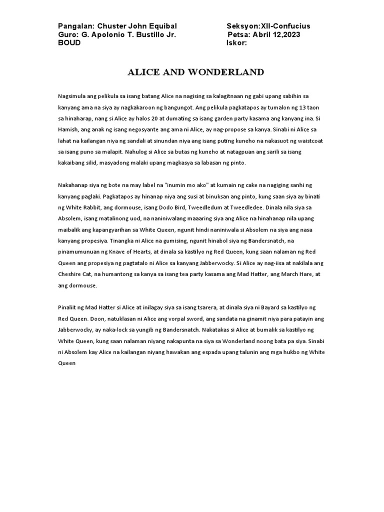 Alice and Wonderland | PDF