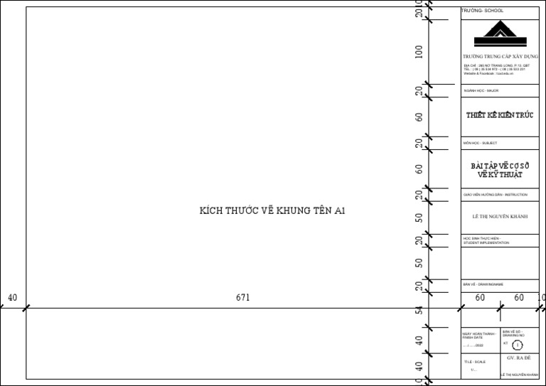 Kích Thước Vẽ Khung Tên A1 | PDF