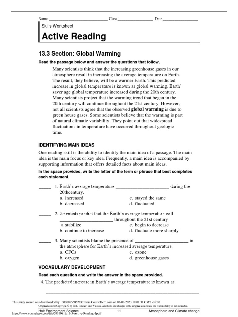 Active Reading | PDF | Climate Change | Greenhouse Gas