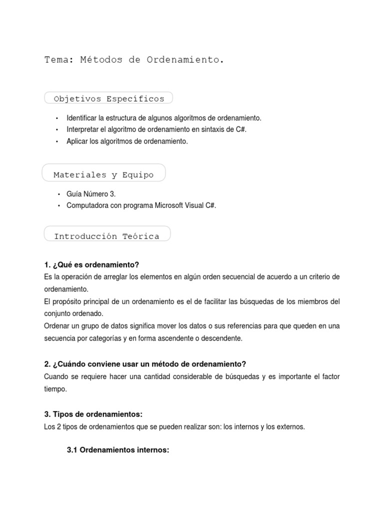 Metodos De Ordenamiento Descargar Gratis Pdf Informática Teórica Algoritmos