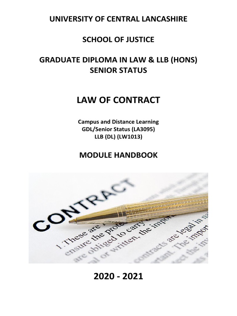GDL Contract Law ModuleHandbook 202021 | PDF | Justice | Crime & Violence