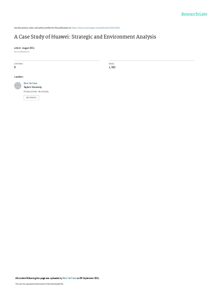 A Case Study of Huawei: Strategic and Environment Analysis: August 2021 ...