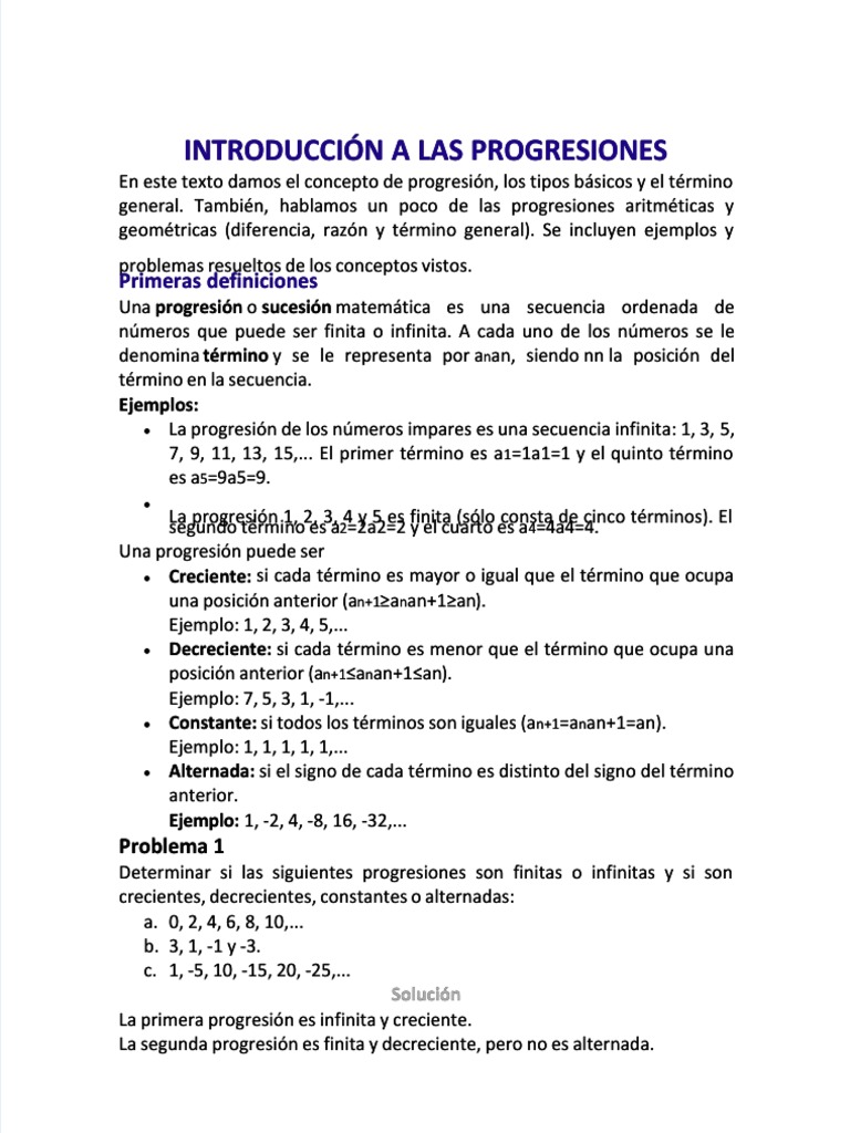 Introducción A Las Progresiones | PDF | Secuencia | Aritmética
