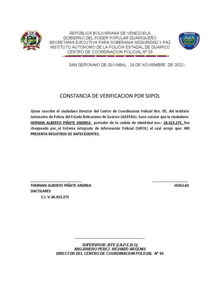 Verificacion Por SIPOL. | PDF