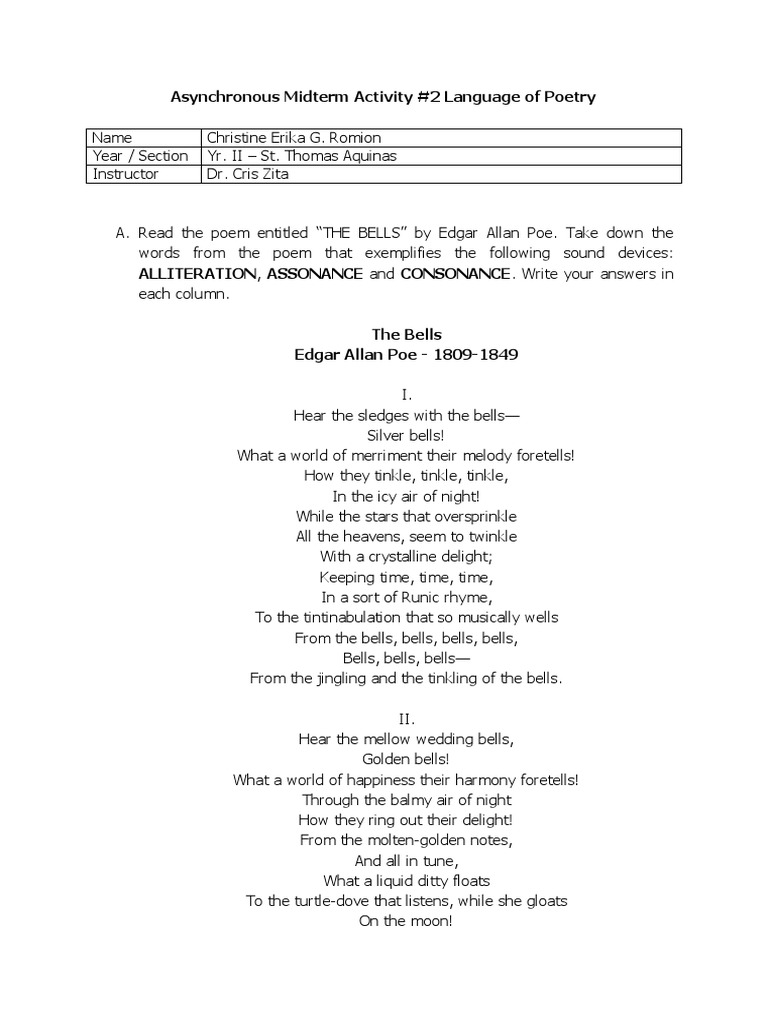 Asynchronous Midterm Activity 2 Language of Poetry | PDF | Poetry ...