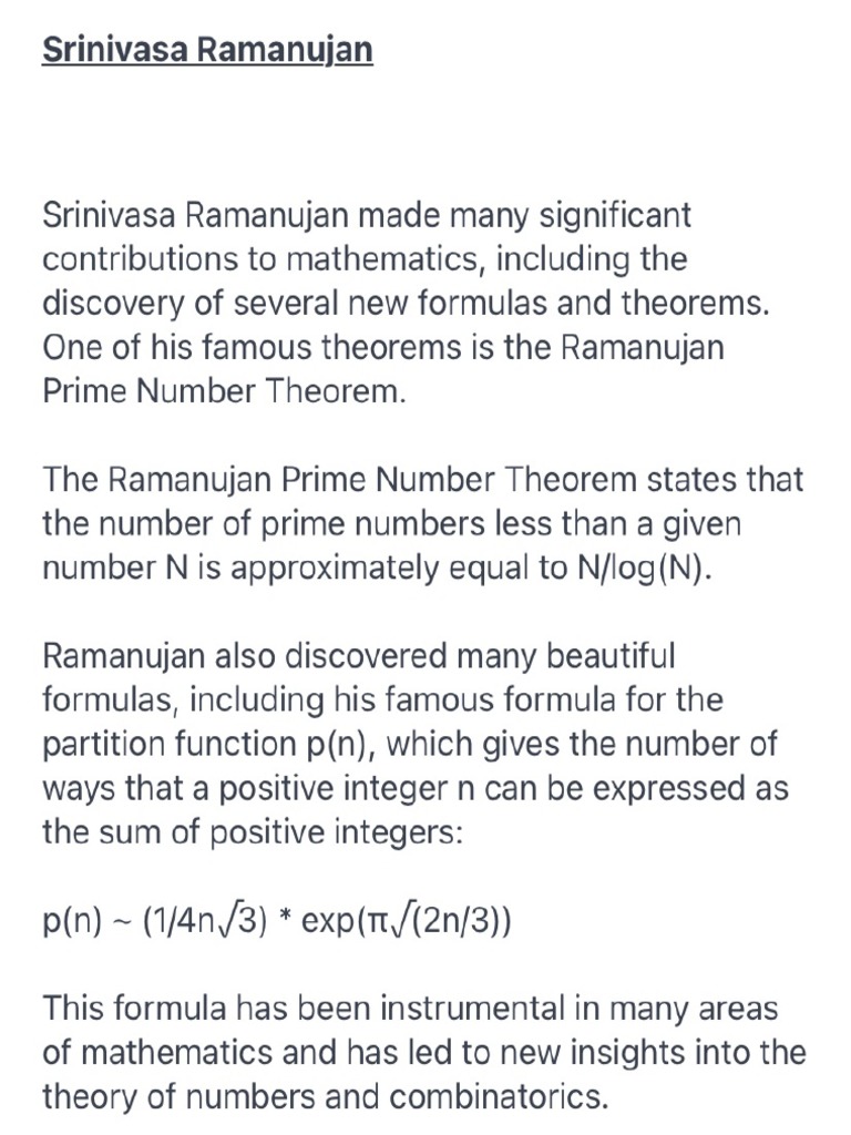 Srinivasa Ramanujan | PDF