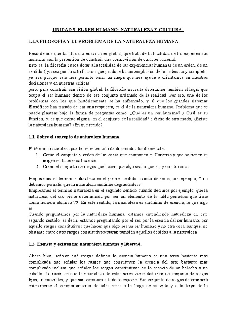 Unidad 3. El Ser Humano: Naturaleza y Cultura. | Descargar gratis PDF | Género | Estudios de género