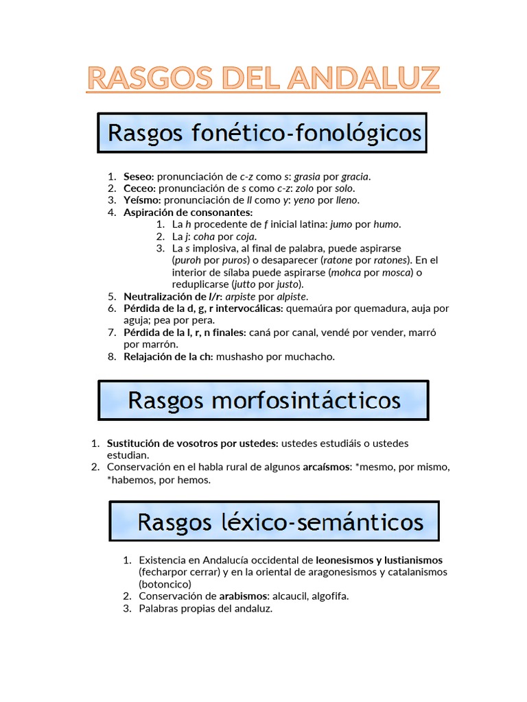 RASGOS DEL ANDALUZ | PDF