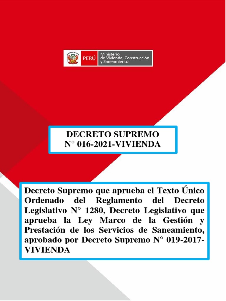 DS #016-2021-Vivienda | PDF | Agua | Regulación
