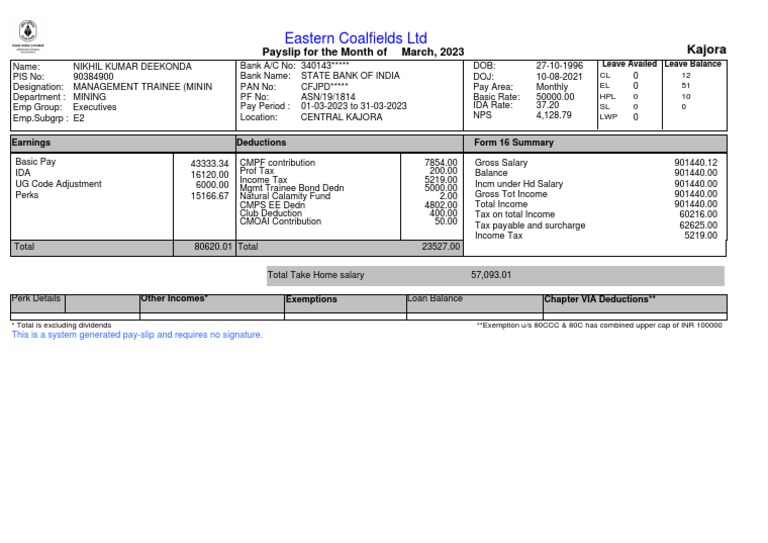 Form (12) Payslip For JNR Ex | PDF | Economies | Services (Economics)