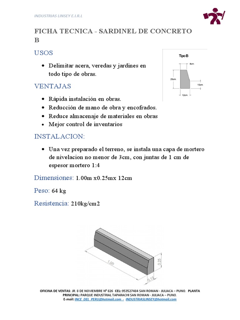 Ficha Técnica: Sardinel de Concreto | PDF