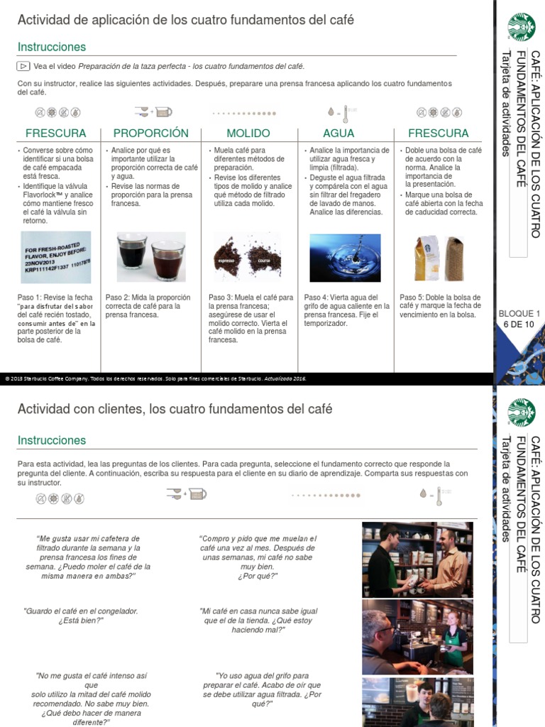 Actividad De Aplicación De Los Cuatro Fundamentos Del Café