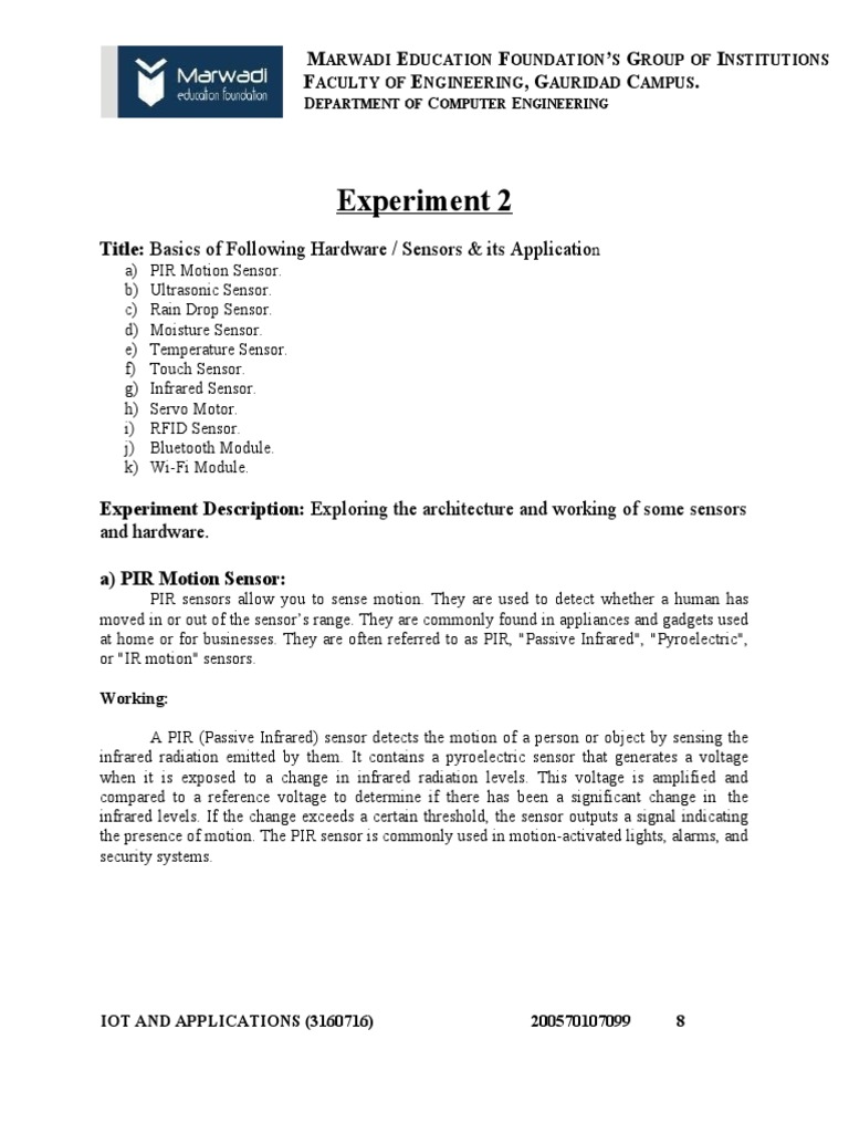 IOT Exp-2 | Download Free PDF | Servomechanism | Sensor