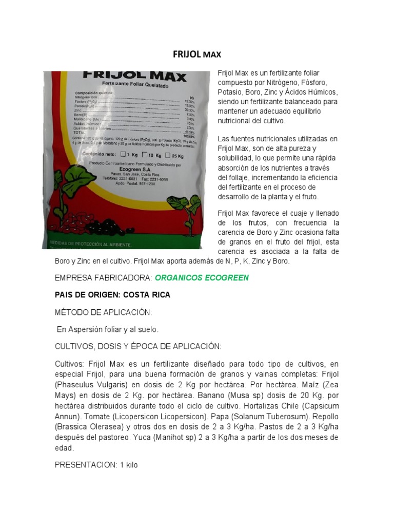 Frijol Max | PDF | Fertilizante | Frijol