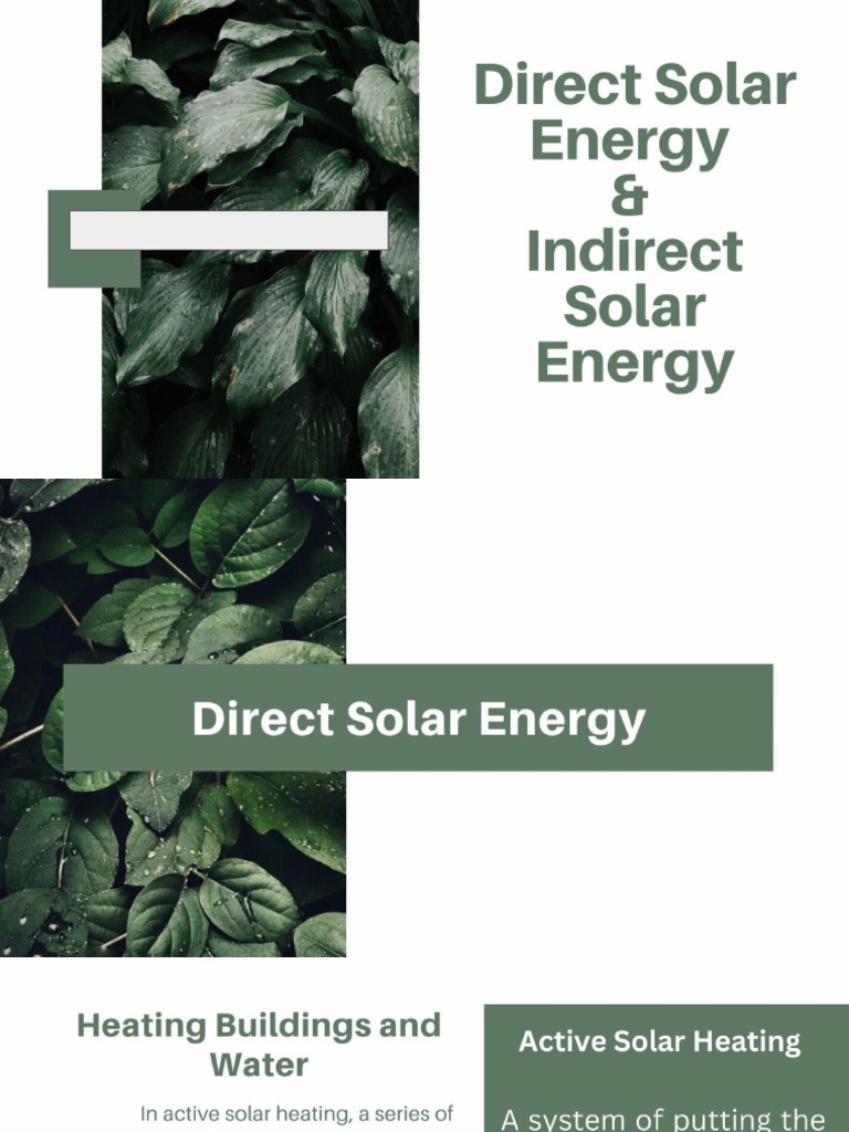 Direct Solar Energy & Indirect Solar Energy | PDF