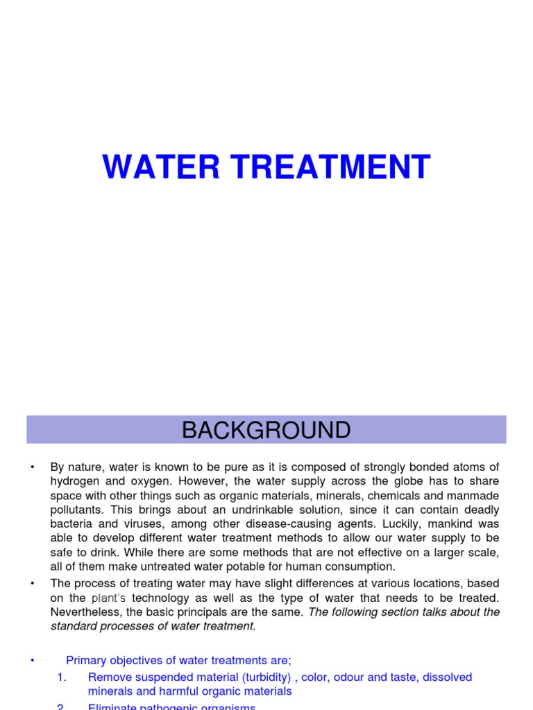 CHAPTER 3 WATER TREATMENT - Section 1 | PDF | Water Purification ...