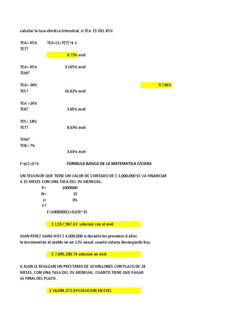 Taller Practico de Conversion de Tasa en Exel. | PDF | Economía Financiera | Economias