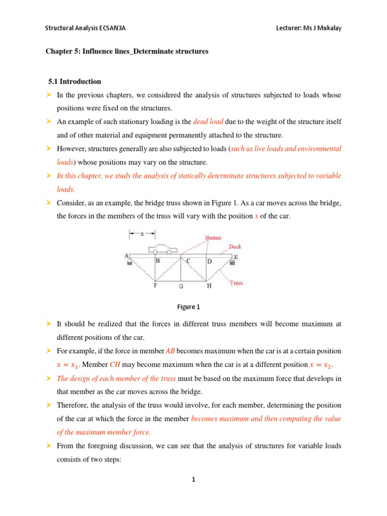 Chapter 5 Influence Lines - Determinate Structures | PDF | Bending | Beam (Structure)
