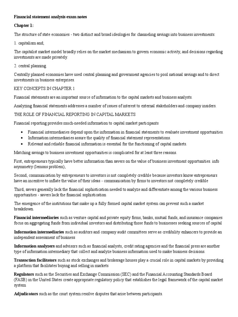 Financial Statement Analysis - Chp01 - Summary Notes | PDF | Accounting ...