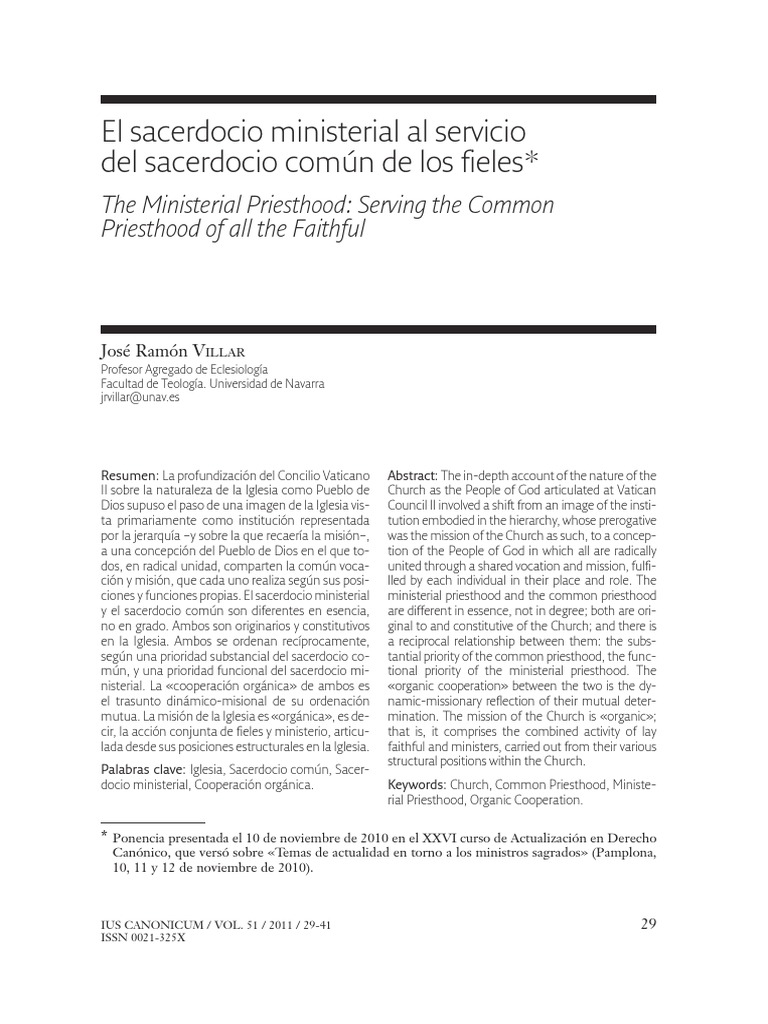 El Sacerdocio Ministerial Al Servicio Del Sacerdocio Común | PDF ...