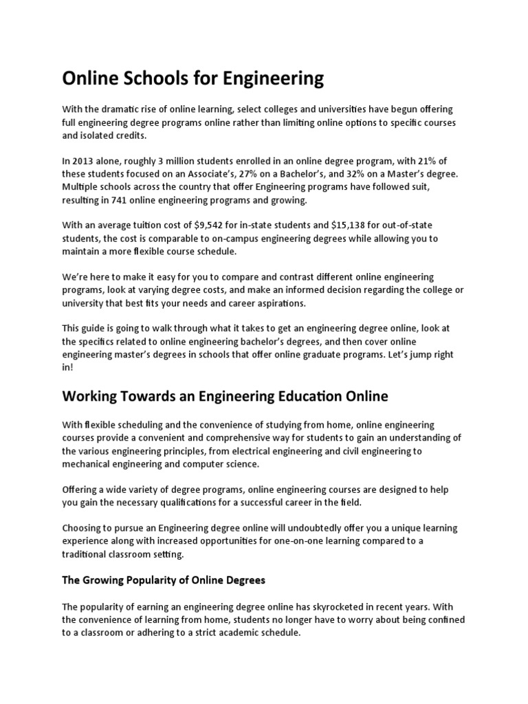 Online Schools For Engineering | PDF | Academic Degree | Engineering