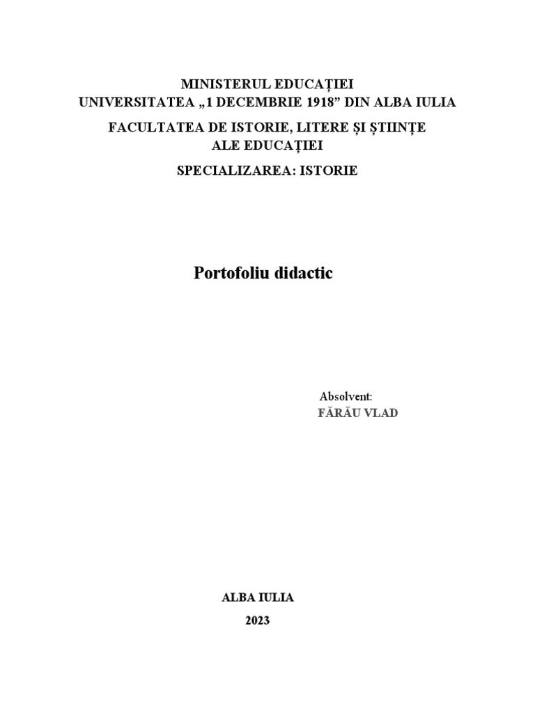 Portofoliu Didactic | PDF