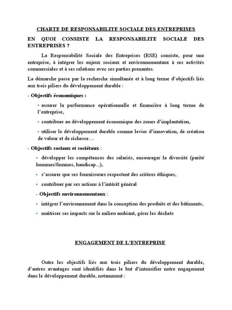 Charte Rse | PDF | Responsabilité sociétale des entreprises ...