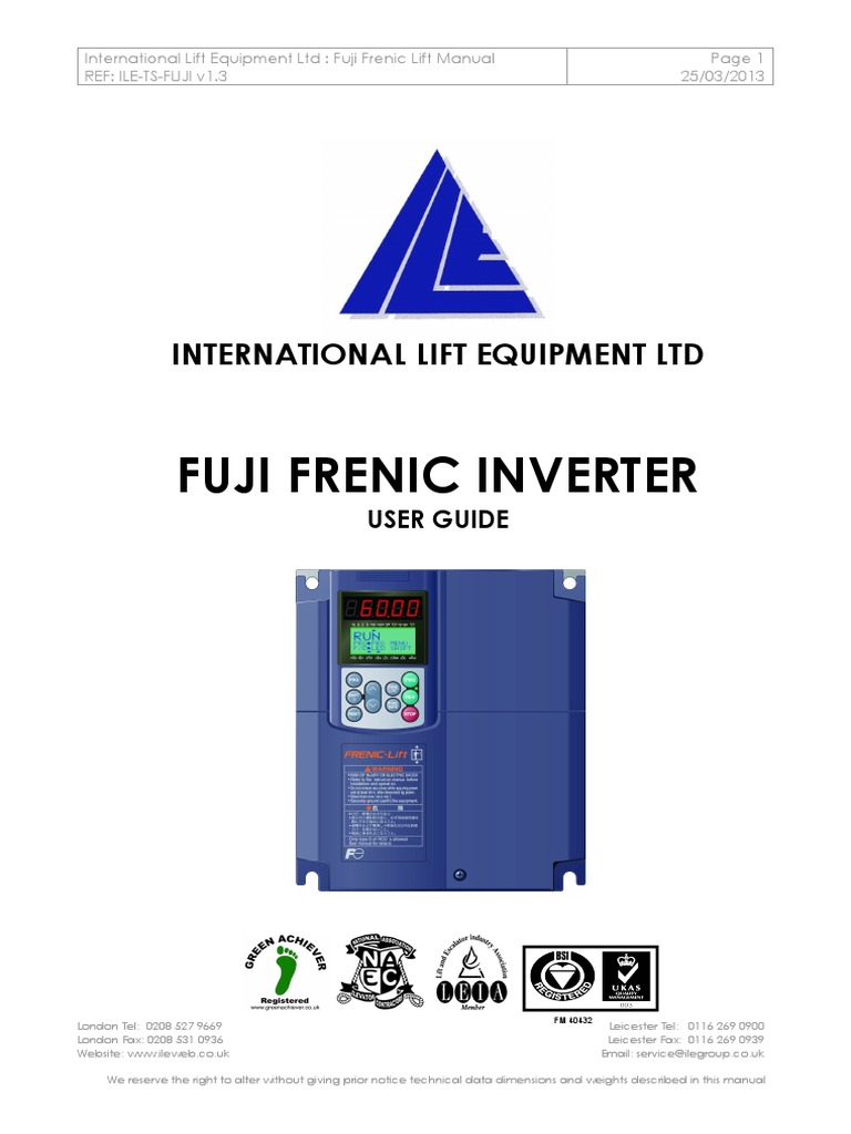 Fuji Frenic Manual v1.3 | PDF | Electromagnetic Compatibility | Electric Motor