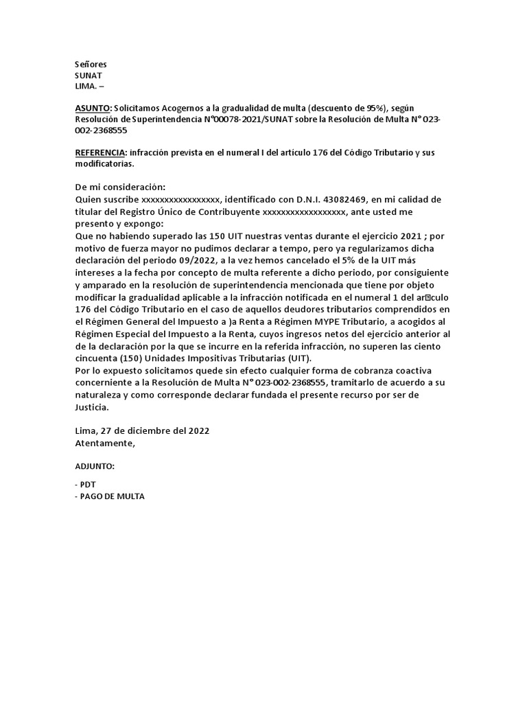 Acogimiento de Gradualidad Multa | PDF