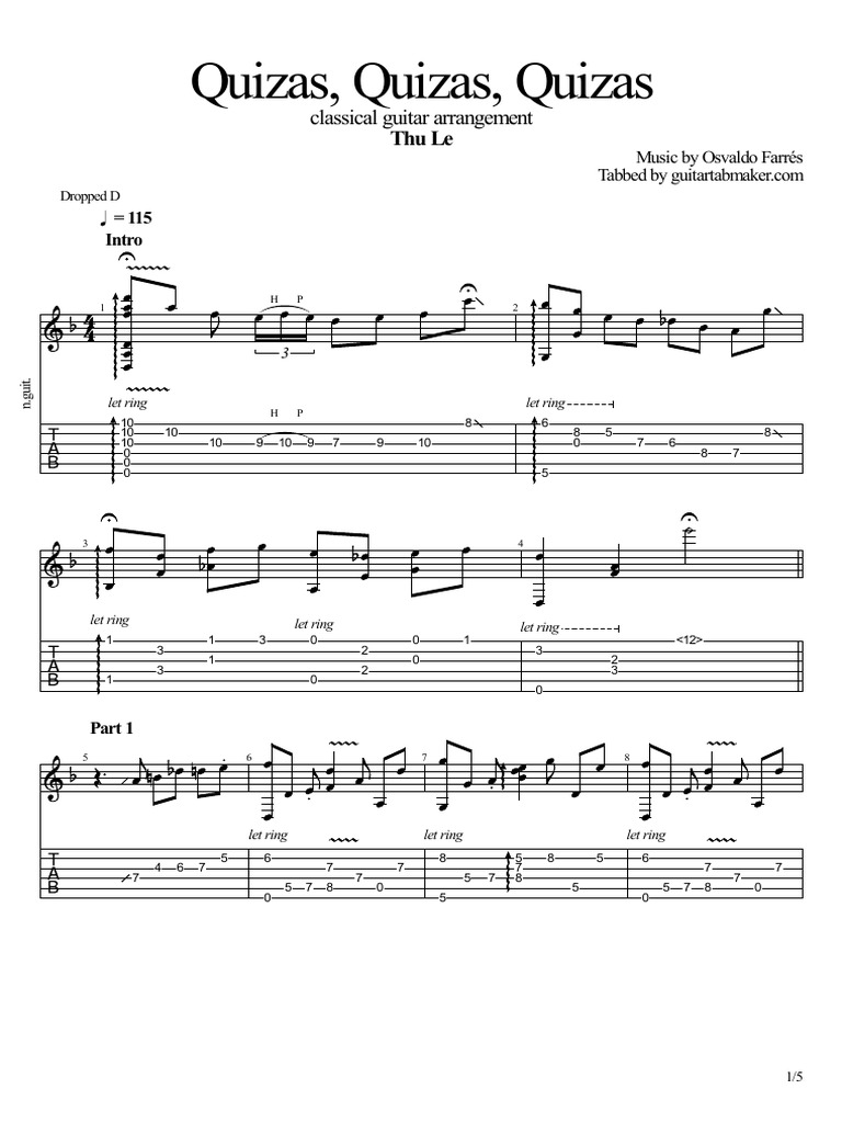 Quizas, Quizas, Quizas Guitar Tabs | PDF | Guitar Family Instruments ...