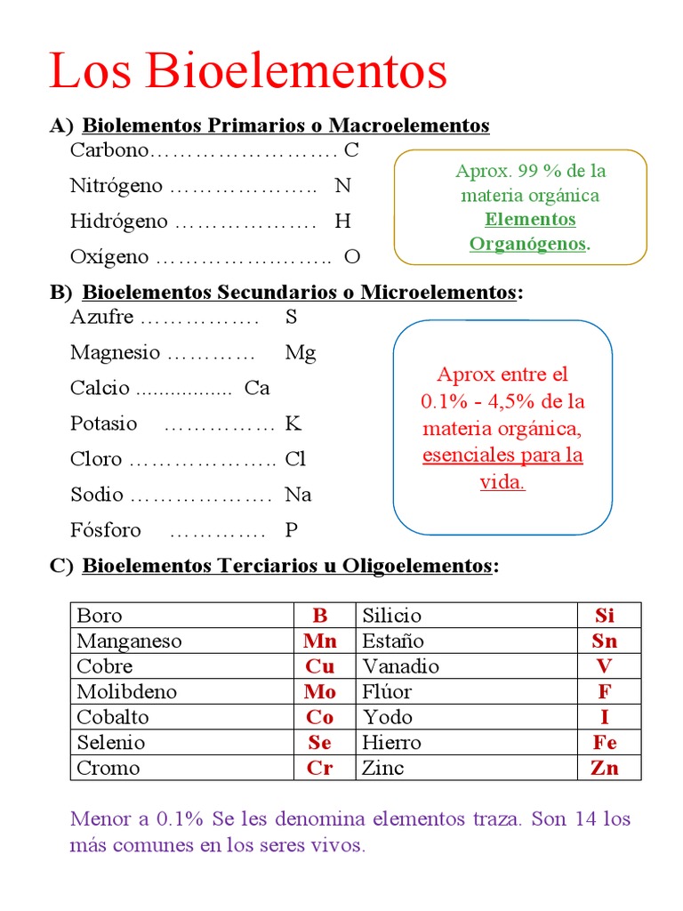 Los Bioelementos | PDF