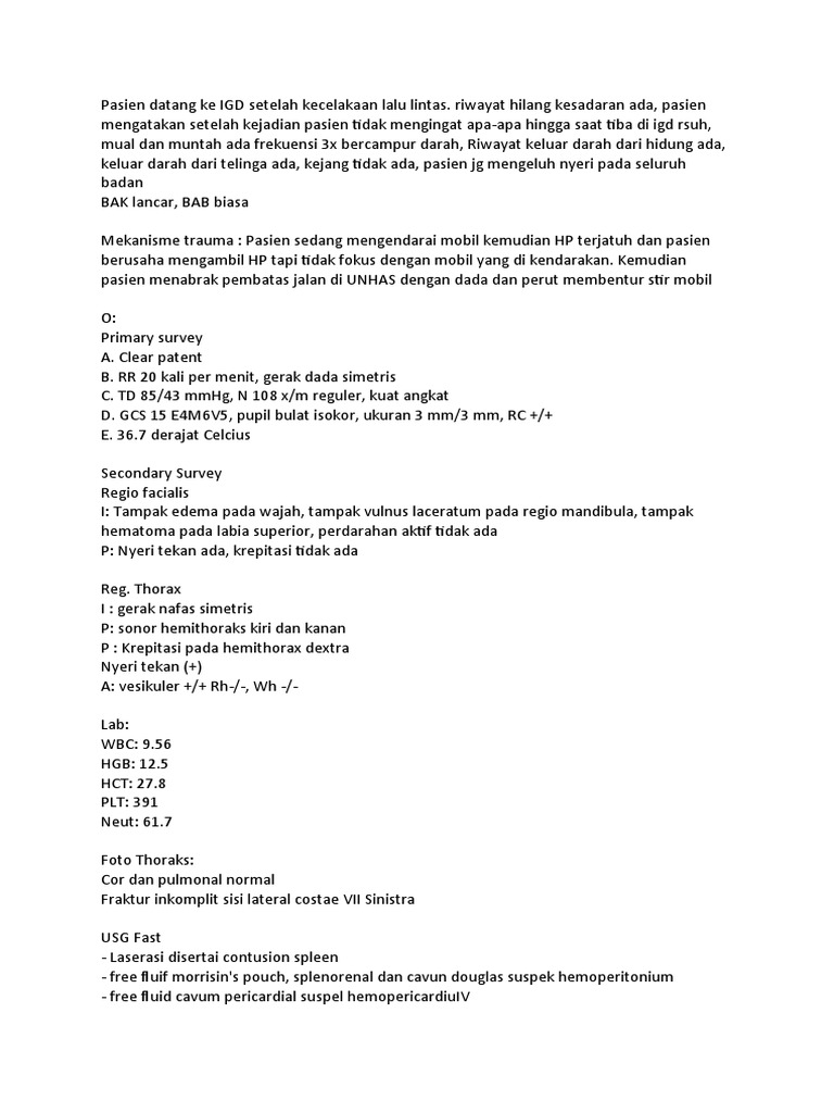 Pasien Datang Ke IGD Setelah Kecelakaan Lalu Lintas | PDF