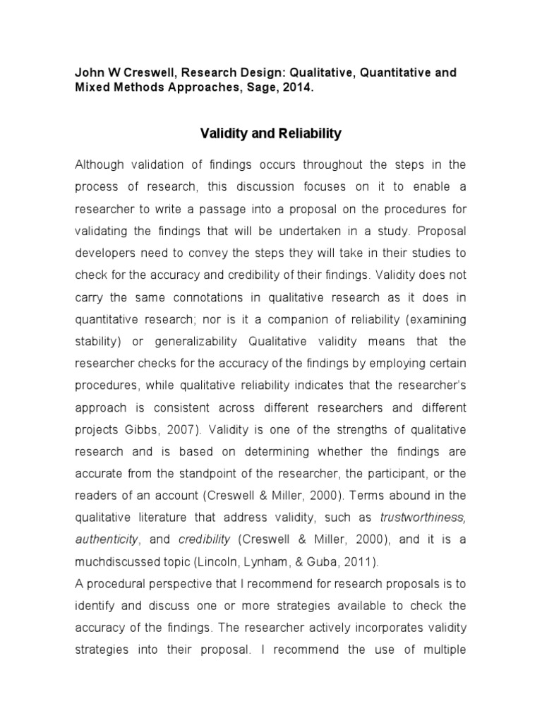 Validity and Reliability | PDF | Qualitative Research | Methodology