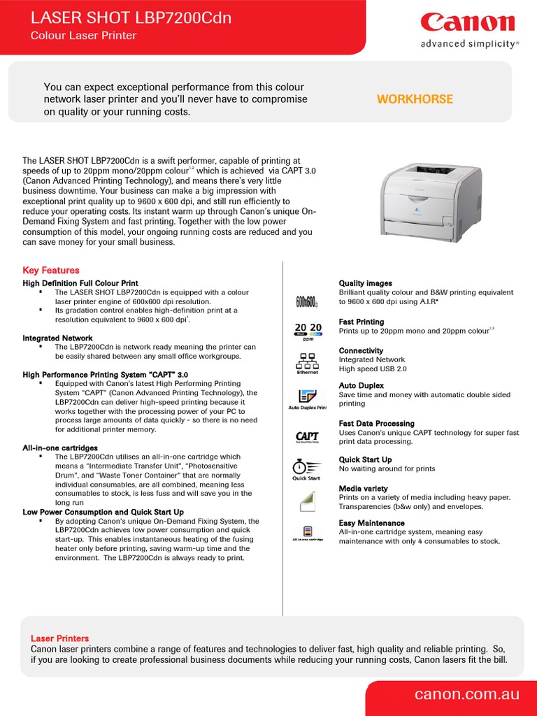 7200CN Datasheet | PDF | Printer (Computing) | Software