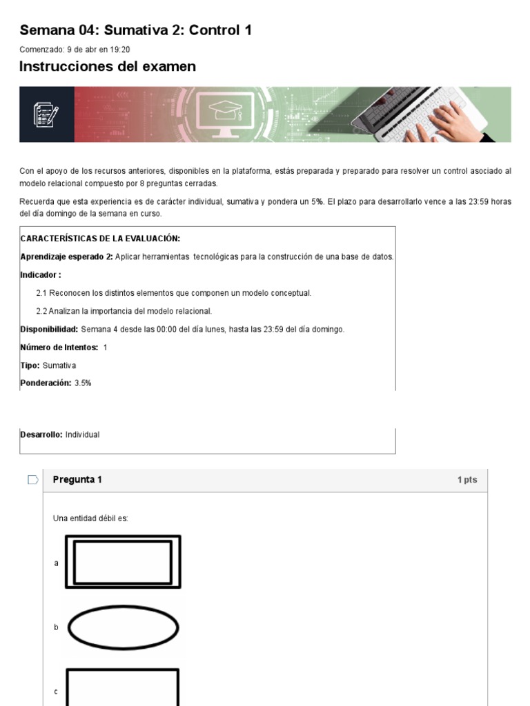 Examen_ Semana 04_ Sumativa 2_ Control 1-1 | PDF